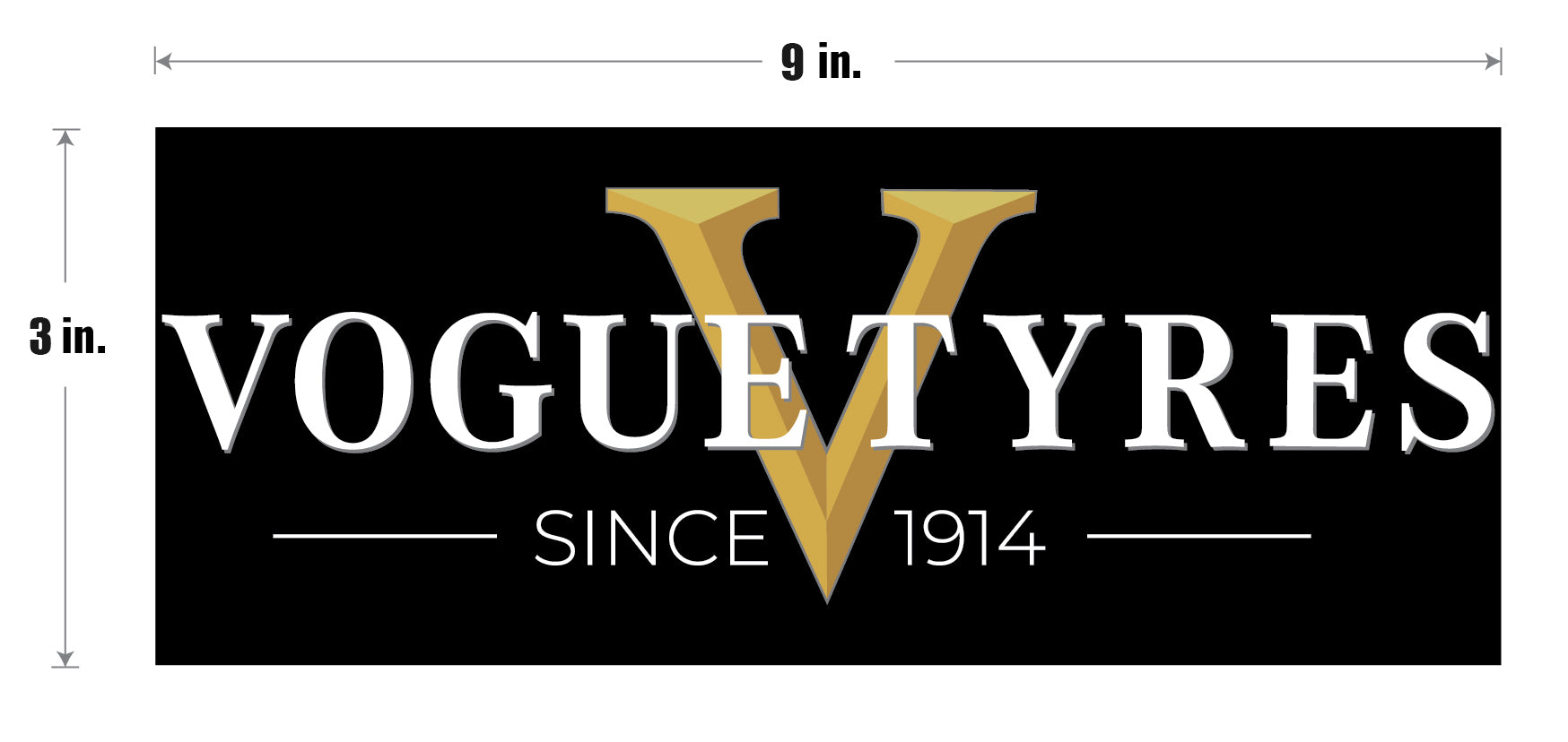 Large Vogue Tyre Sticker 3 Pack - Black